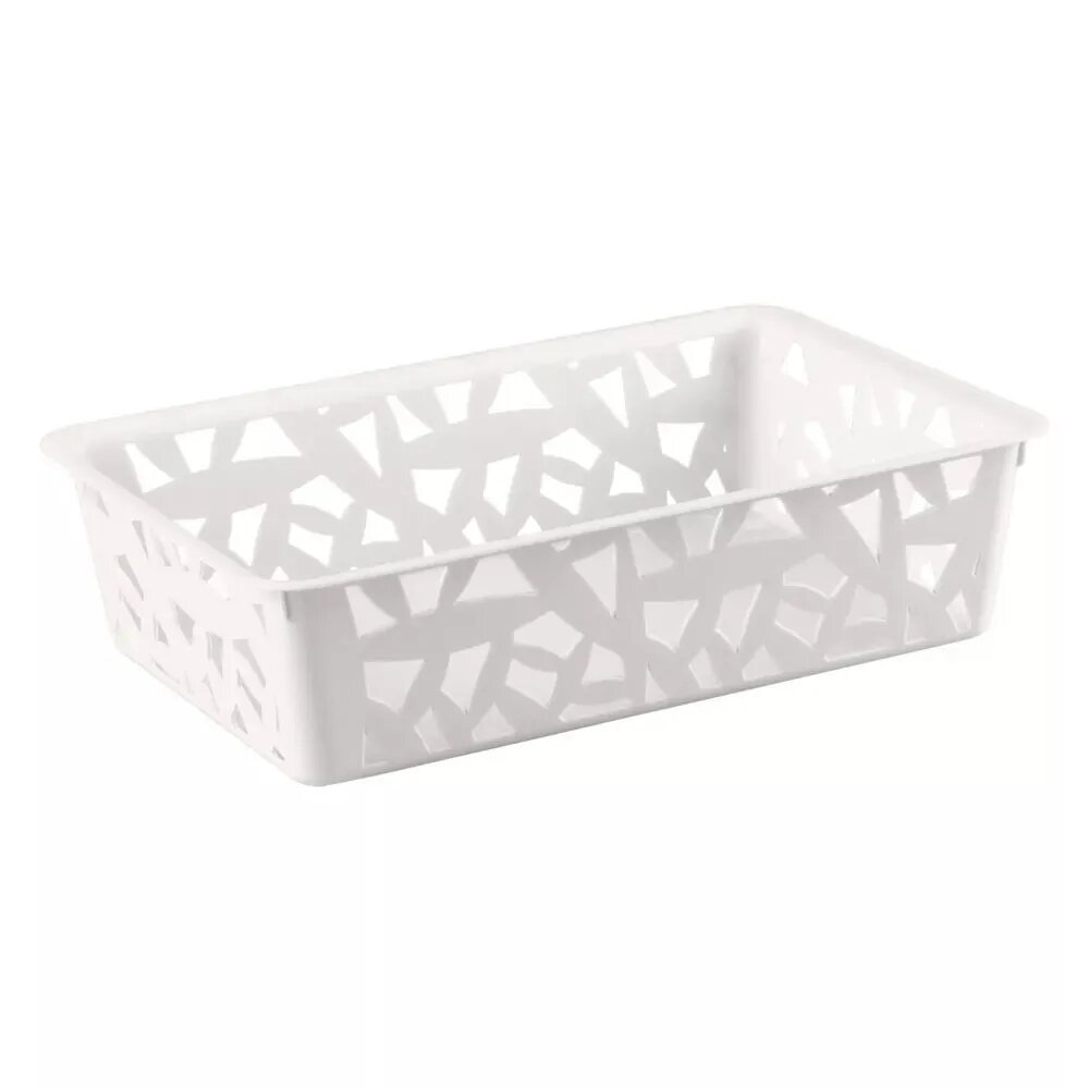 Корзинка универсальная для хранения 1,7л 235х60 мм, белая, перфорированная