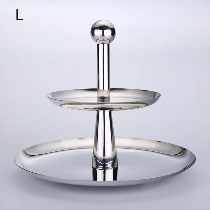 Фруктовница круглая, диаметр 22 см, металлическая, двухъярусная подставка для фруктов - 1 шт