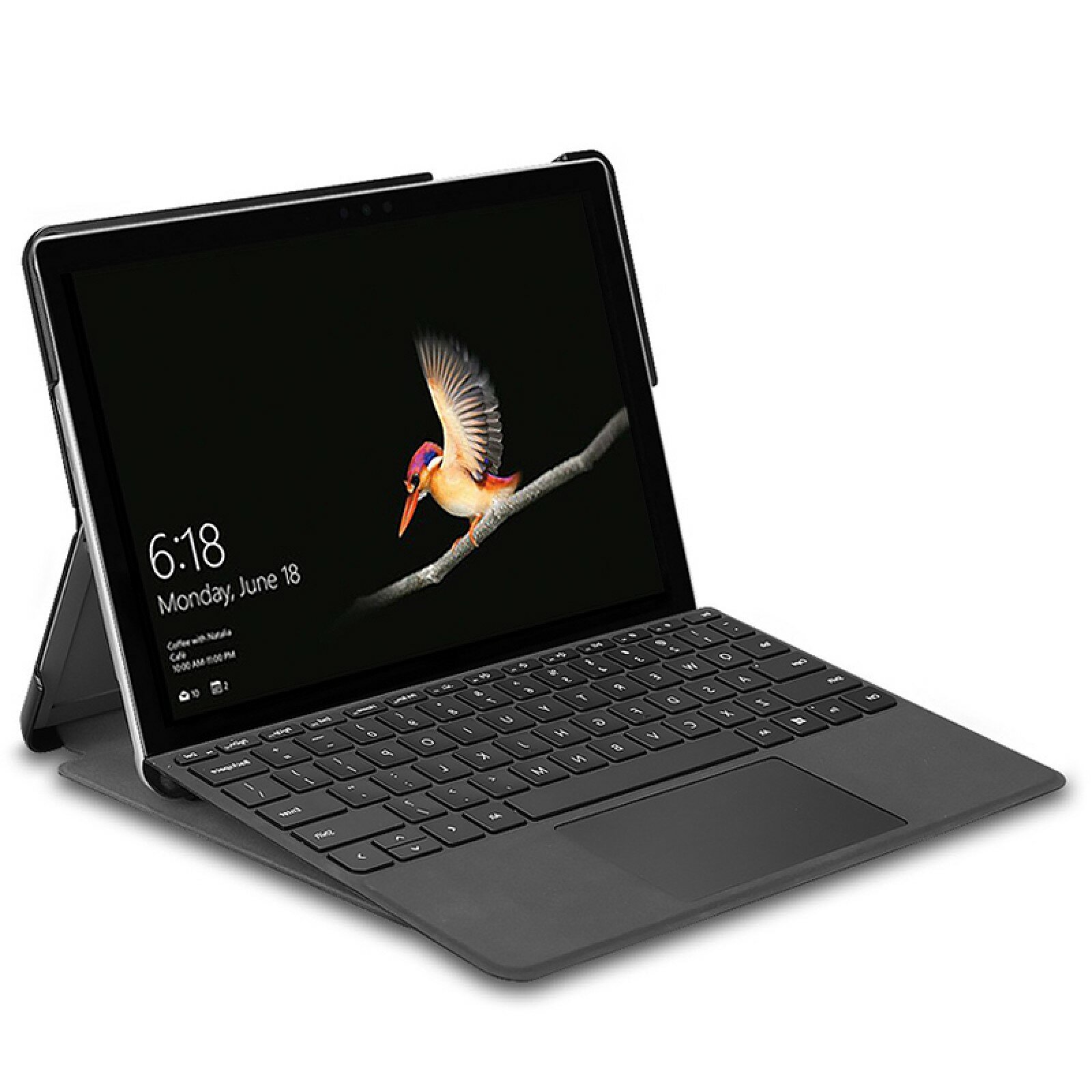 Защитный чехол MyPads для Microsoft Surface Go с отделением под клавиатуру, синий кожаный