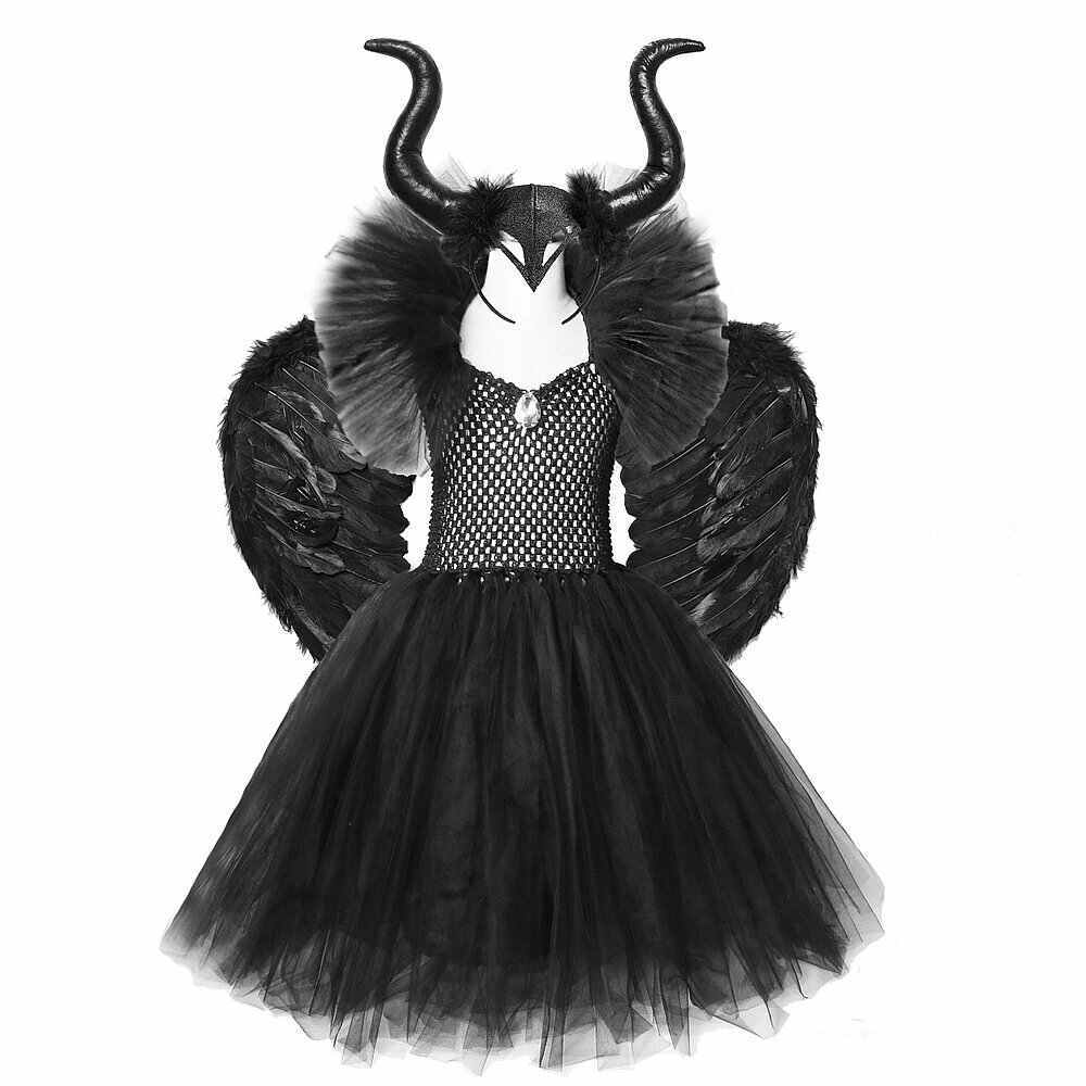 Детское карнавальное платье Малефисента Feahter 5Y, Dress Horn Wings