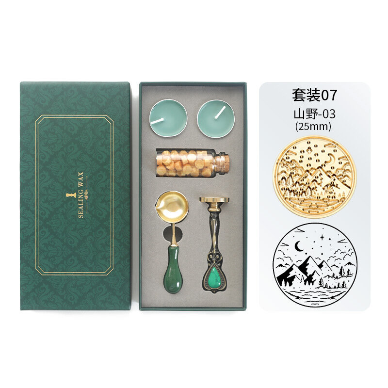 Оптовая продажа от производителя: Набор для печатей из воска, набор восковых бусин, одноголовочный набор для печатей из воска в темно-зеленом цвете.
