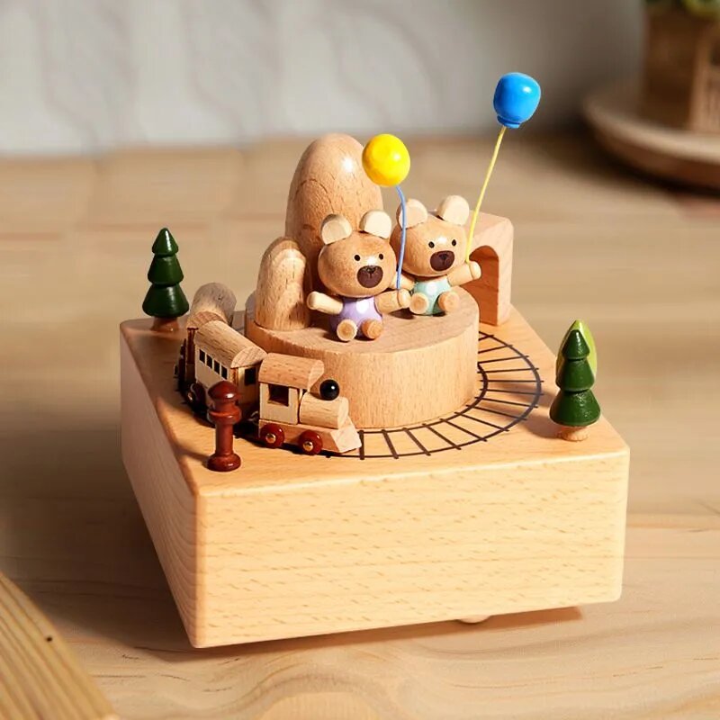 Музыкальная карусель Медвежьи американские горки, деревянная игрушка для детей
