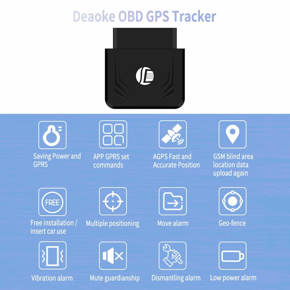 GPS-трекер OBD2 для автомобиля с функцией геозоны и вибрационной тревогой