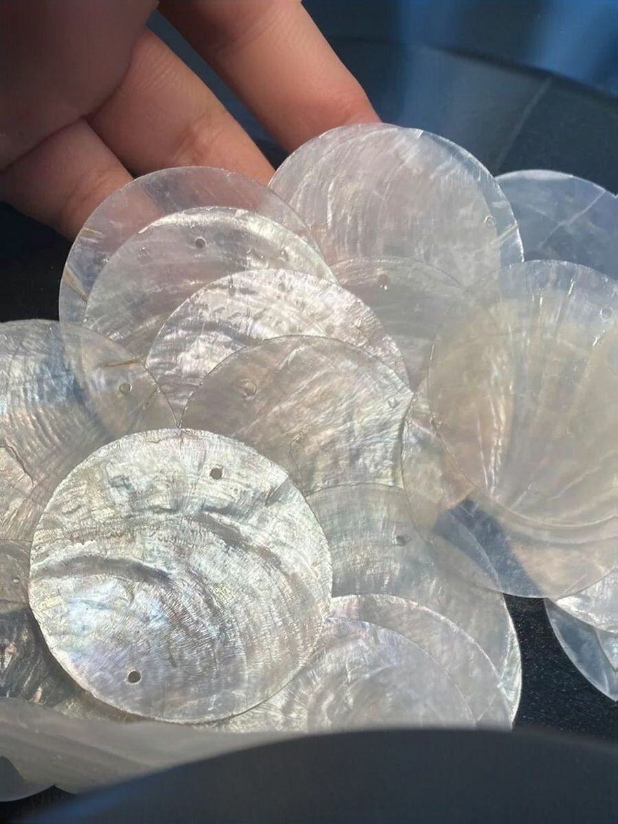 100 шт. круглые натуральные ракушки, морские раковины капиз, 2-дюймовые ракушки устриц