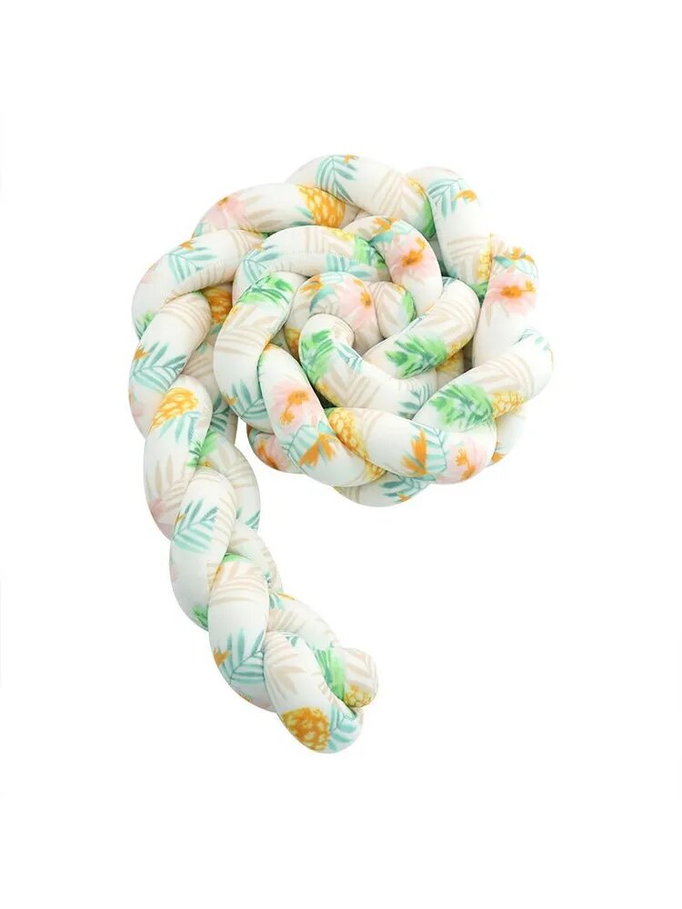 Бортик Косичка для кроватки в европейском стиле с цветочным принтом, 3-слойный, бежевый