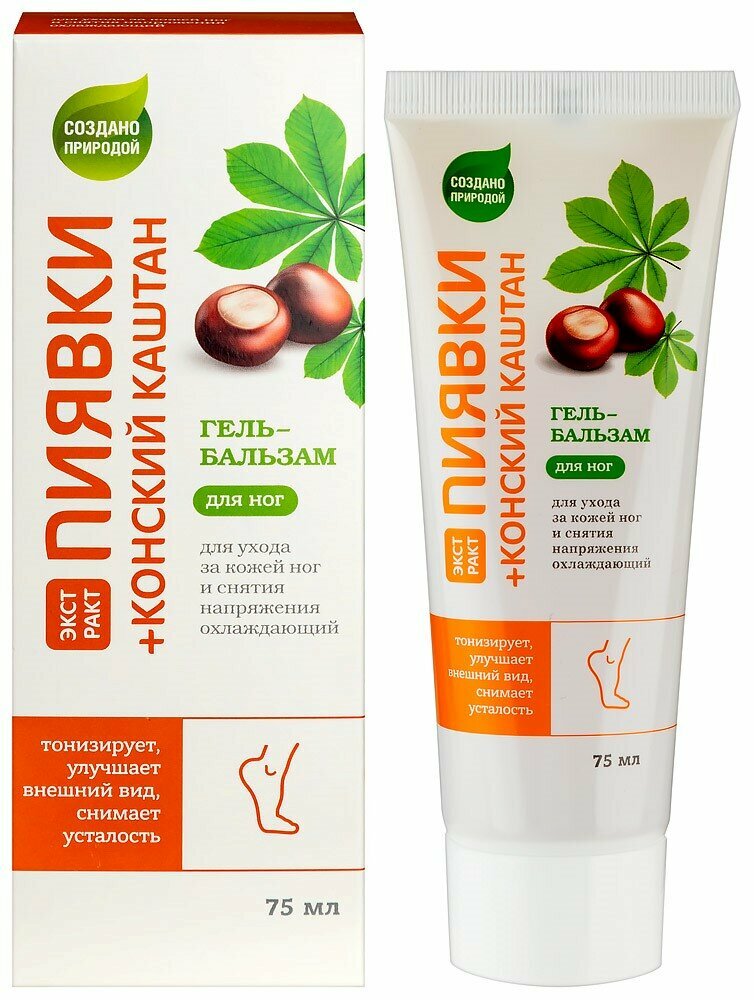 Экстракт пиявки+конский каштан гель-бальзам для ног охлаждающий 75 мл