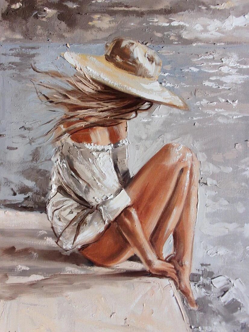 Алмазная картина Девушка в шляпе, 30x40 см, Full Square, 6020