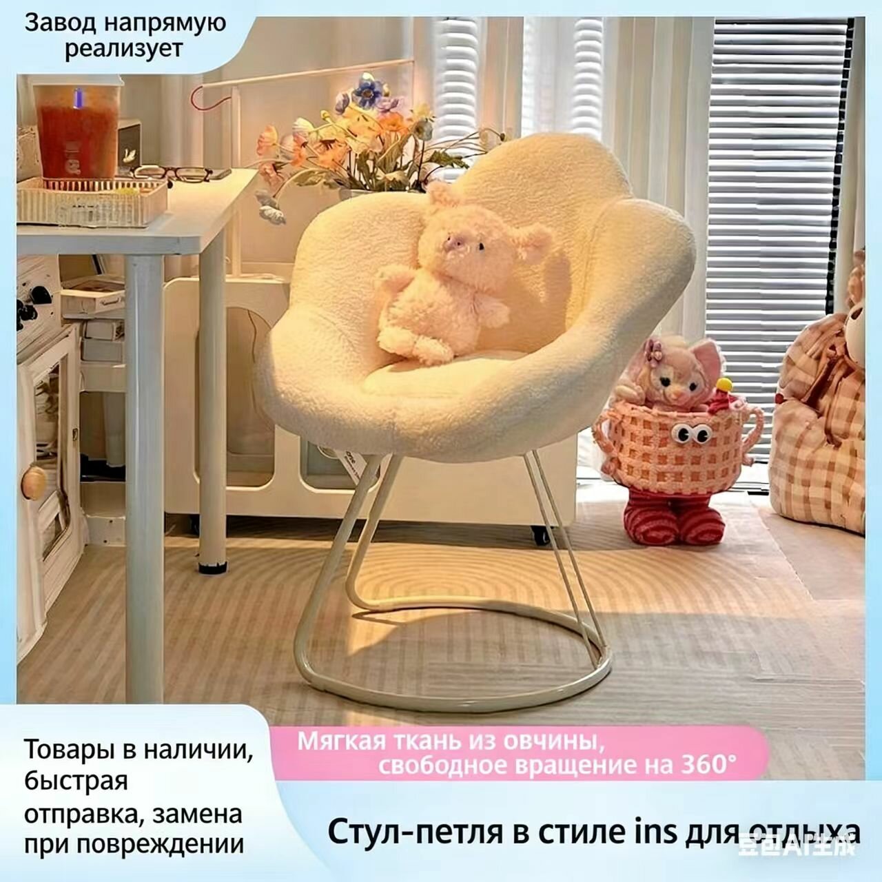 Туалетный столик "Макияж", полукруглый, 36 см x 36 см, без кресла