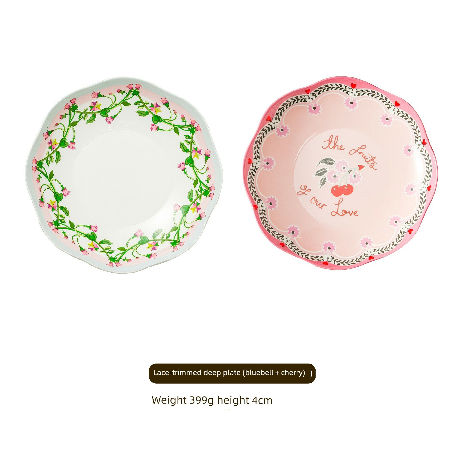 Керамическая глубокая тарелка Cath Kidston набор из 2 шт с рисунком голубики и вишни, диаметр 20 см