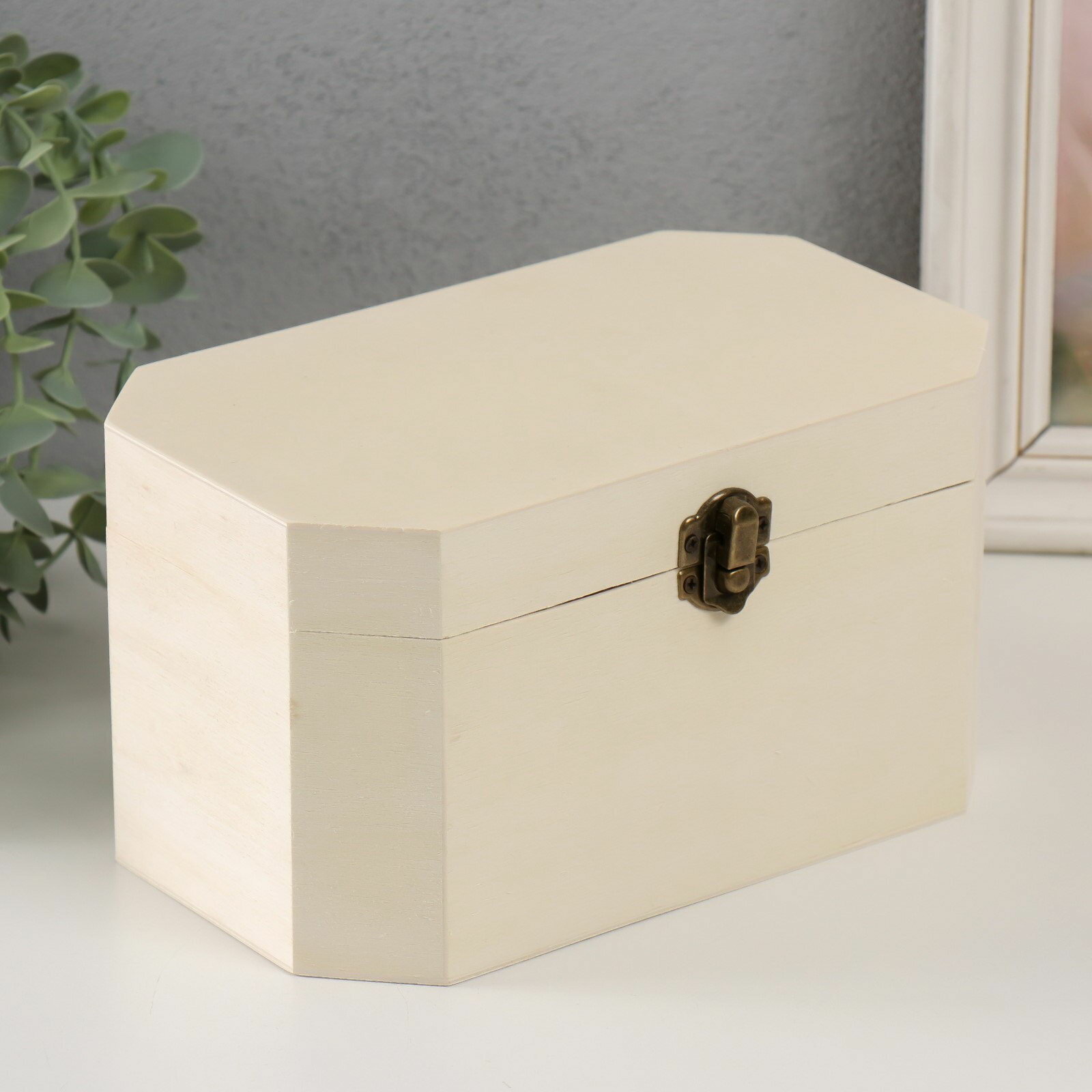 Шкатулка для росписи дерево "Скошенные углы", замок пряжка, 20x12x11 см