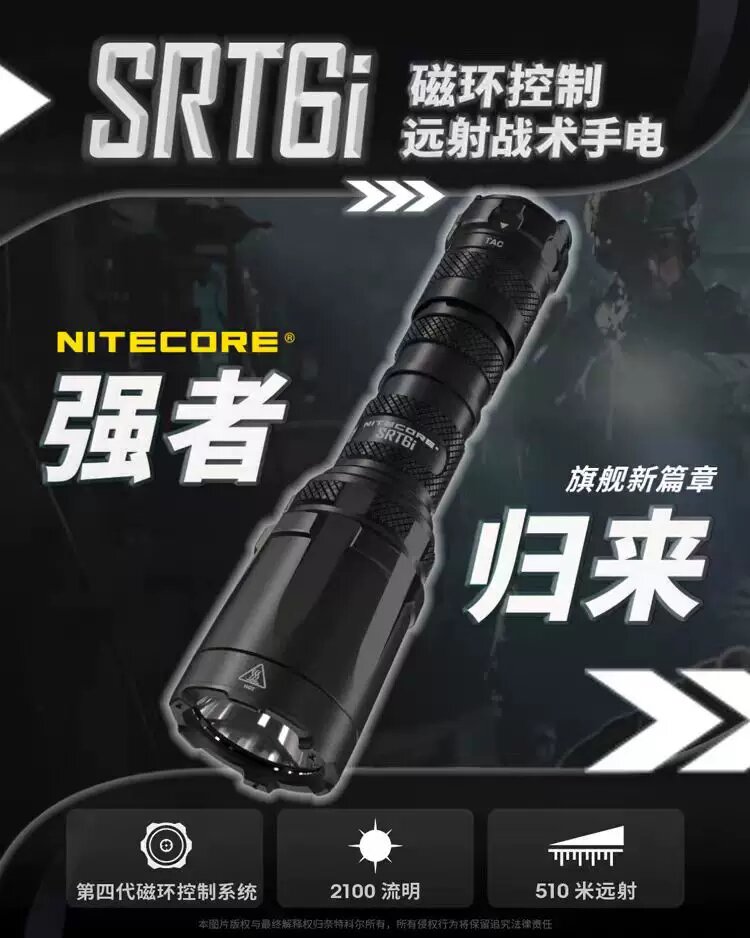 NITECORE SRT6i тактический фонарик с магнитным управлением, функцией мгновенного разбивания стекла, компактный дизайн