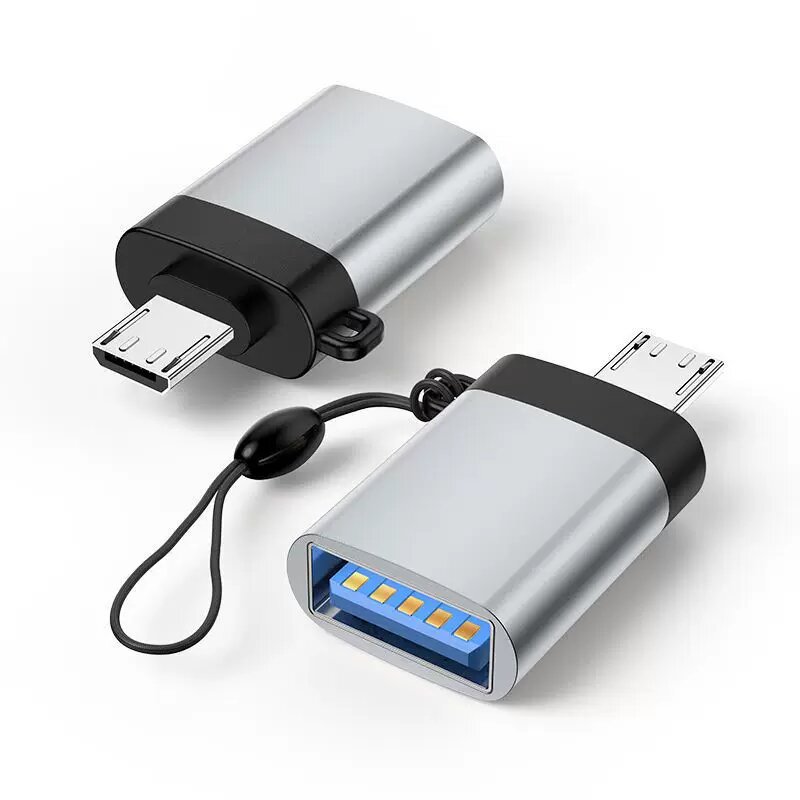 Набор из 2 шт. адаптеров Android трапециевидный в USB 3.0, серебристый цвет, высокоскоростная передача для телефонов
