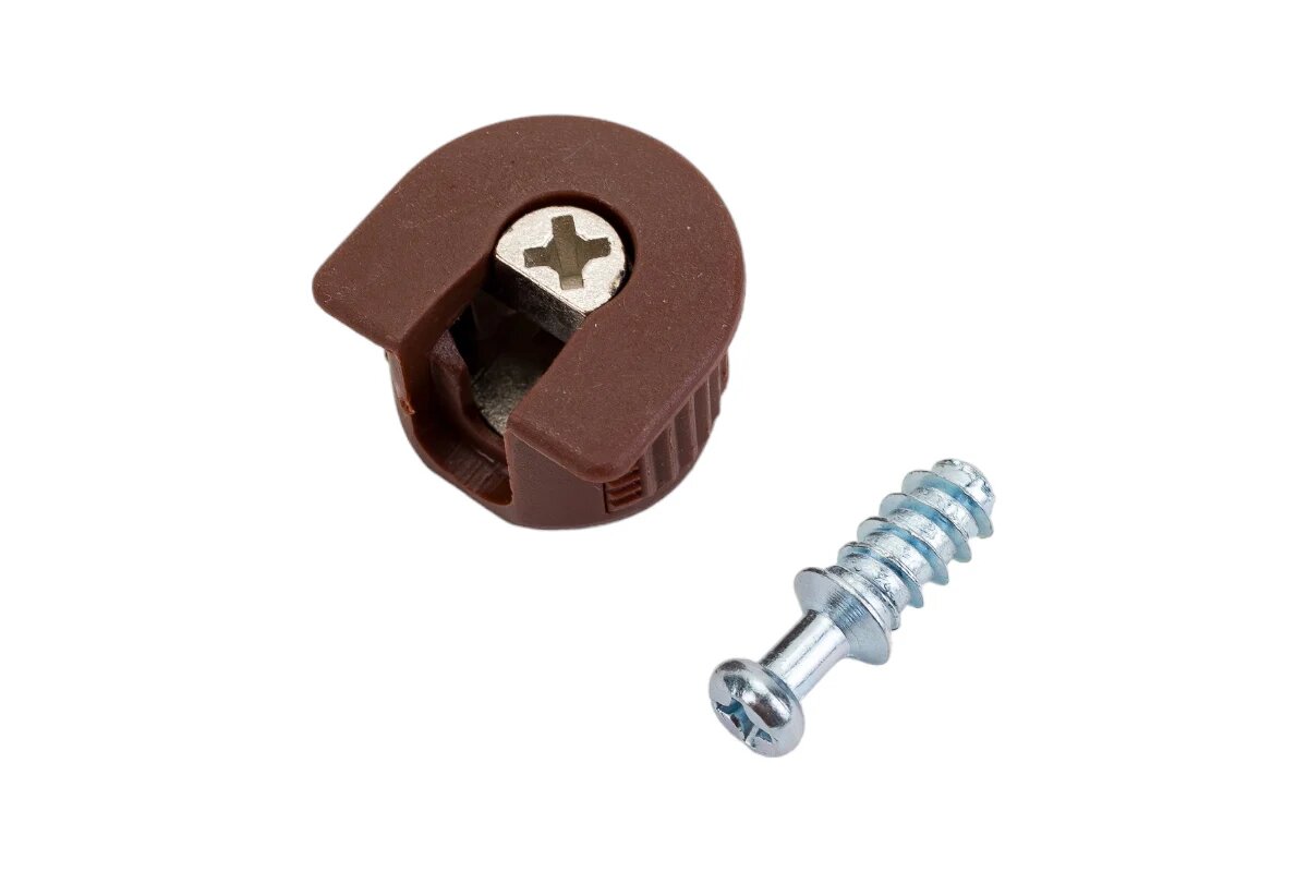 Эксцентриковая стяжка Tech‑Krep/Zitar коричневый D20 мм, углеродистая сталь с цинковым покрытием и пластиковой оболочкой