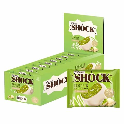 12 шт. Печенье протеиновое FITNESSHOCK "Брауни. Белый шоколад и фисташки", 50 г, 27668