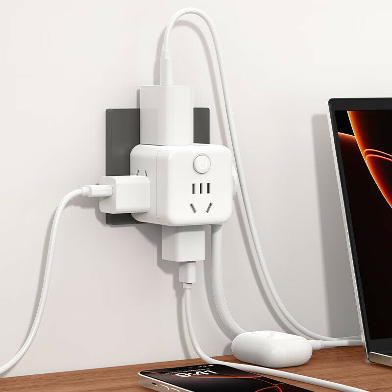 PHILIPS Многофункциональная беспроводная розетка-куб с 5 гнездами Цвет：Белый