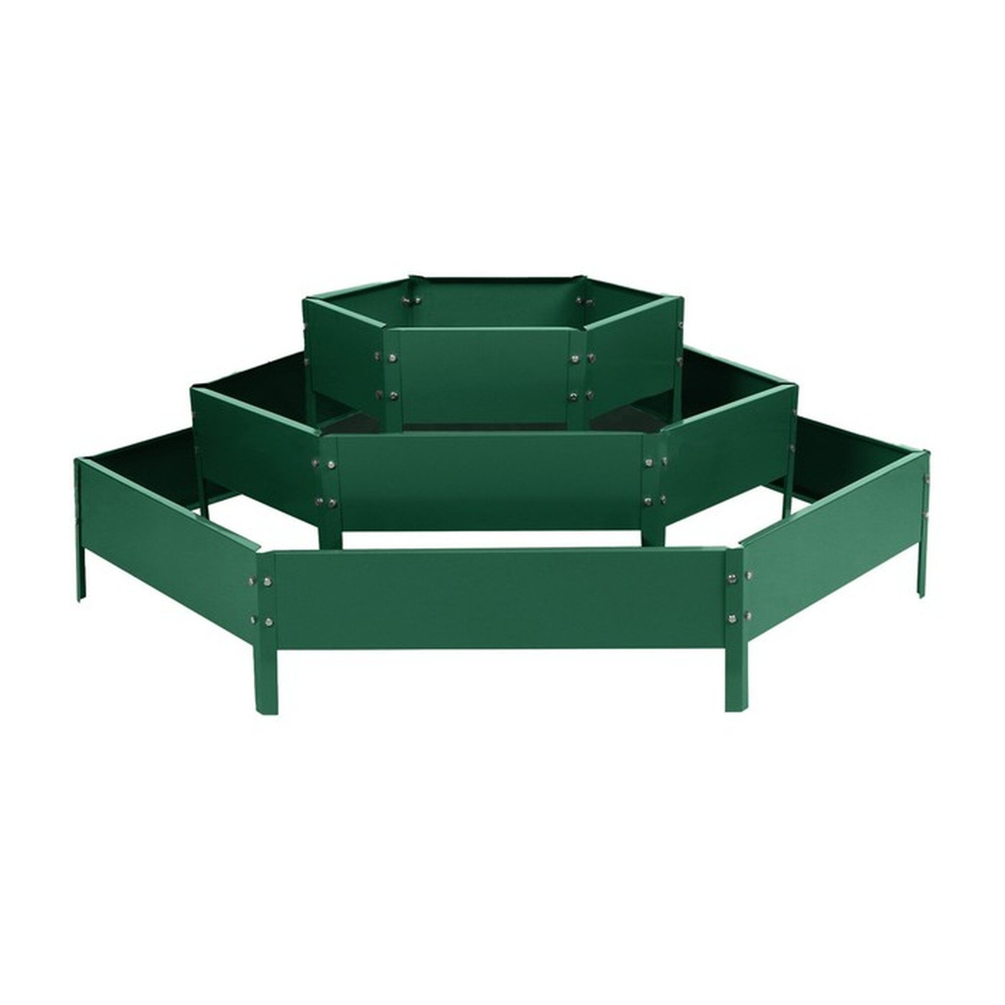 Клумба оцинкованная, 3 яруса, d = 60–100–140 см, высота бортика 45 см, зелёная, Greengo