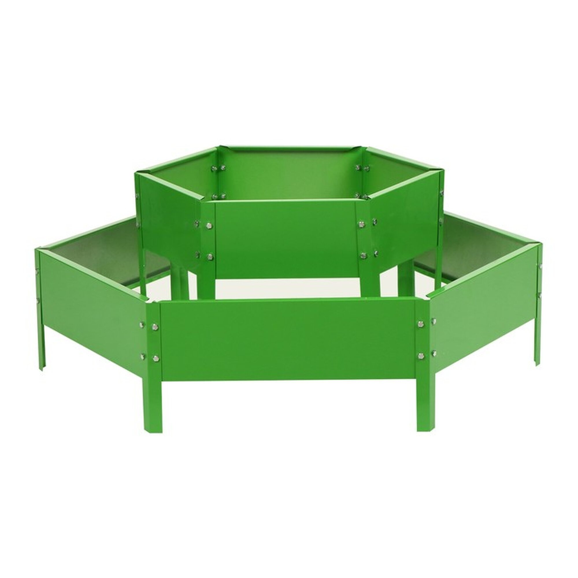 Клумба оцинкованная, 2 яруса, d = 60–80 см, высота бортика 30 см, ярко-зелёная, Greengo