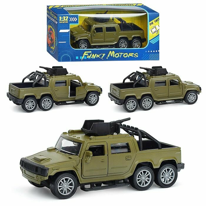 Машина игрушечная Funky Toys Хаки Горный пикап die-cast, 1:32, открывающиеся двери, инерционный механизм FT1101-41