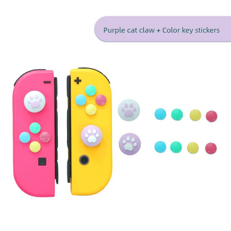 Пурпурные наклейки с котенком для Joy-Con Nintendo Switch, для кнопок A/B/X/Y