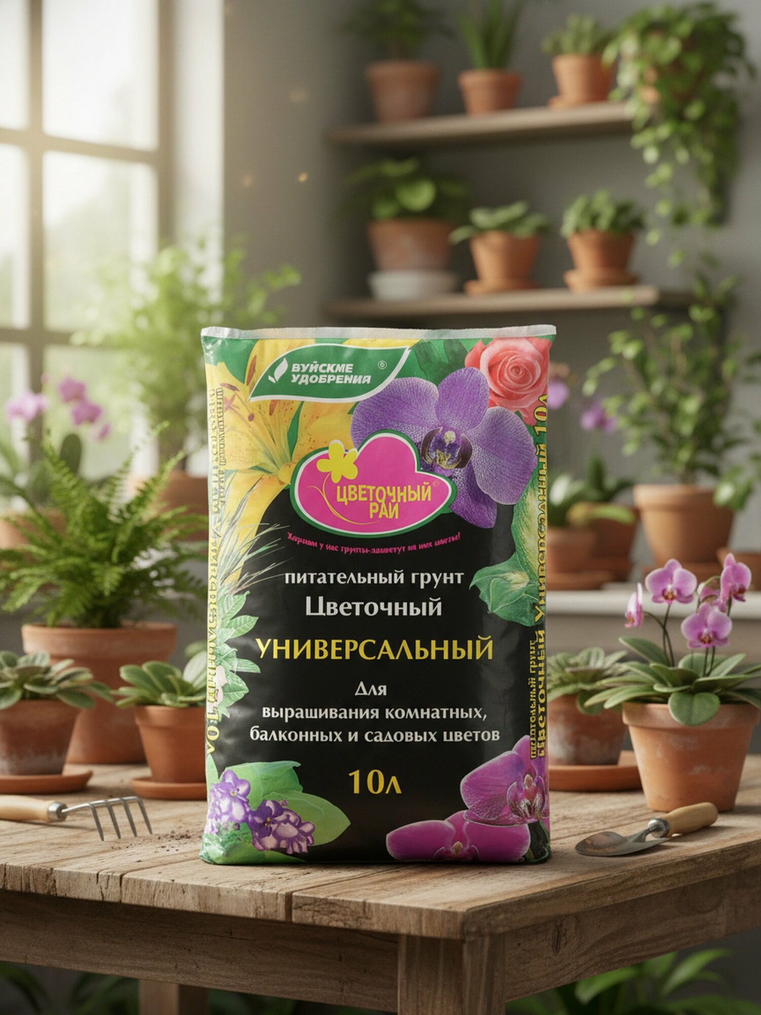 Грунт Цветочный БХЗ 10 л — питательная почвосмесь на основе торфа для выращивания комнатных, балконных и садовых цветов