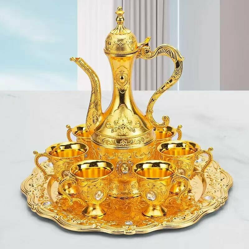 Винный сервиз, , набор из 8 предметов，Европейский декантер，жёлтый