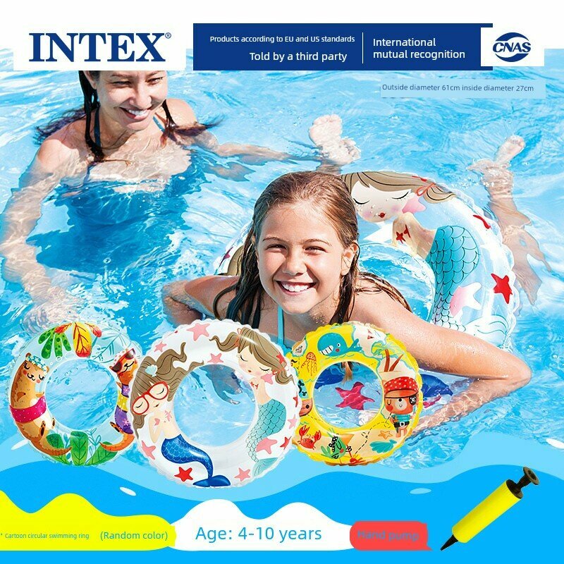 Детский надувной круг для плавания INTEX для детей 3-6-10 лет, для мальчиков и девочек, надувной круг для плавания,