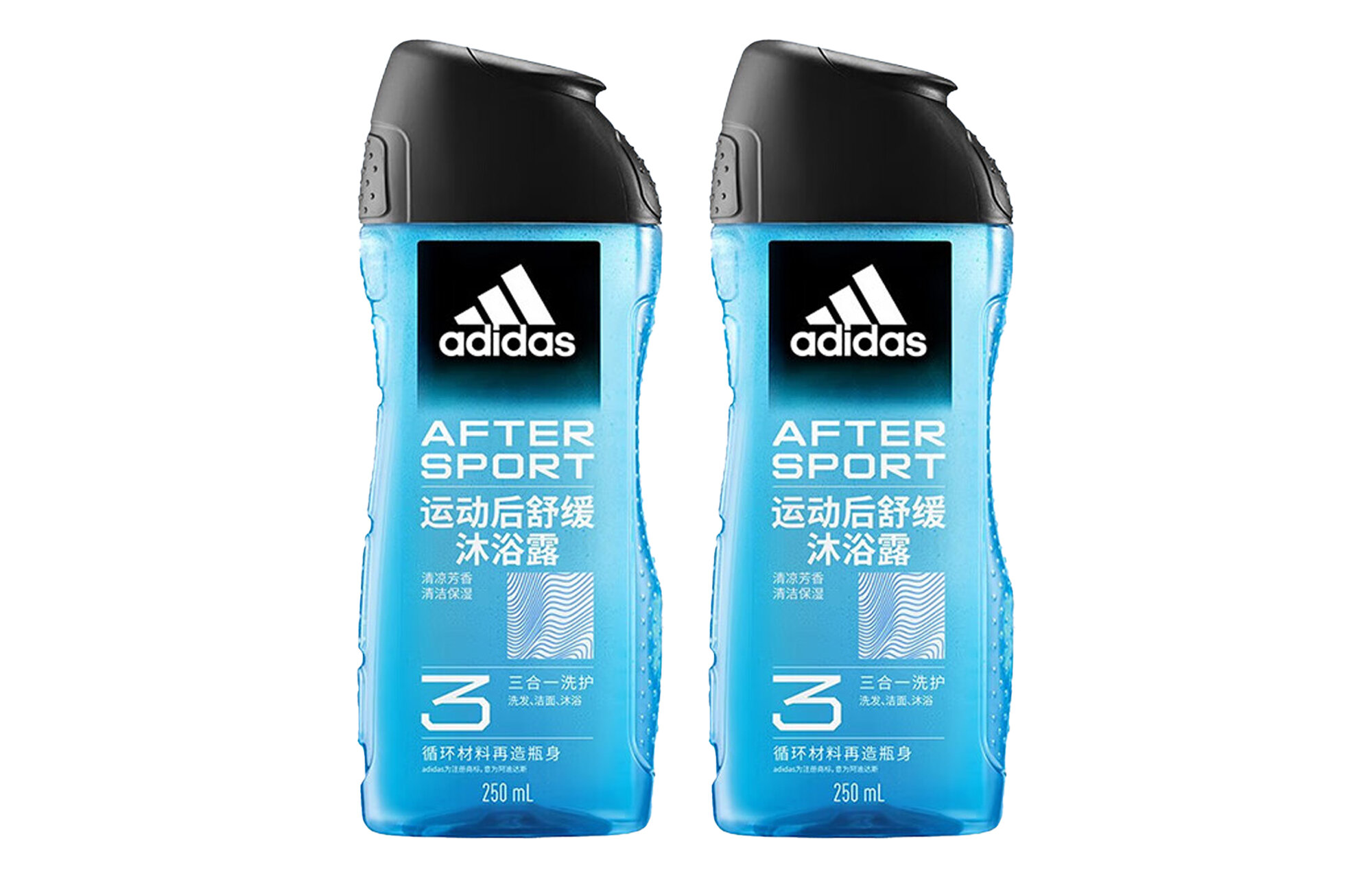 Гель для душа мужской Adidas After Sport 3 в 1, 250 мл*2