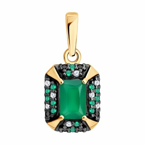 Подвеска, серебро, 925 проба, золочение, фианит, агат