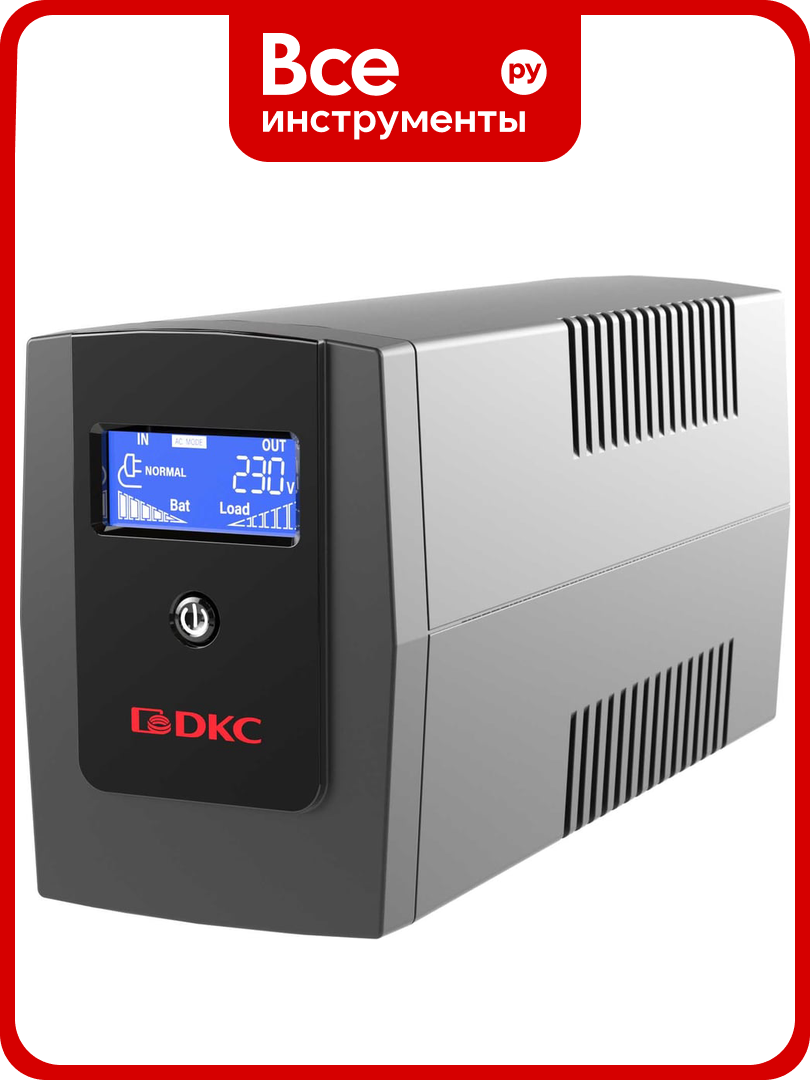 Линейно-интерактивный источник бесперебойного питания DKC 600 ВА/360 Вт, 1/1, 3xIEC C13, USB + RJ45, LCD, 1x7Aч INFOLCD600I
