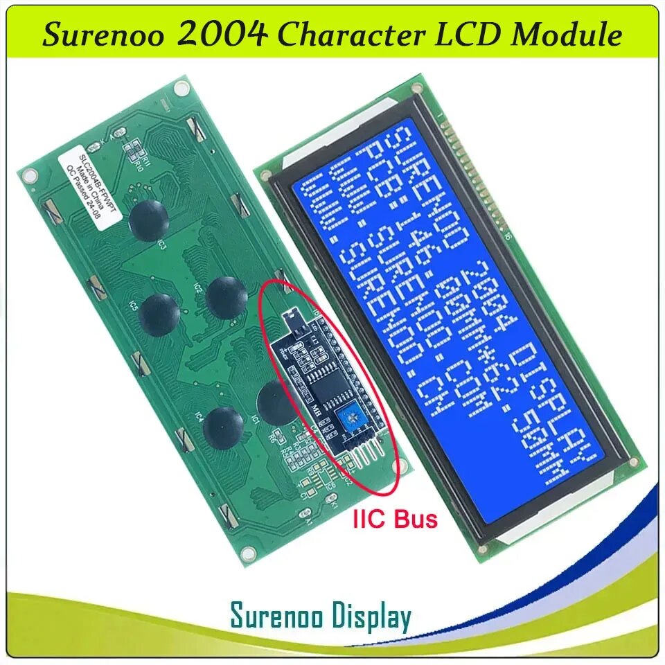 ЖК-модуль Surenoo SLC2004B 20x4 I2C-2004B-BLW