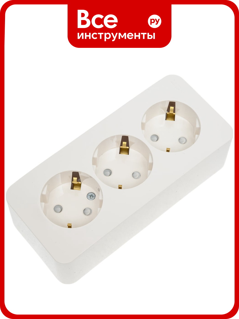 3-ая наружная розетка Systeme Electric Blanca Молочная, с заземлением, со шторками, 16А, 250В SE BLNRA011312