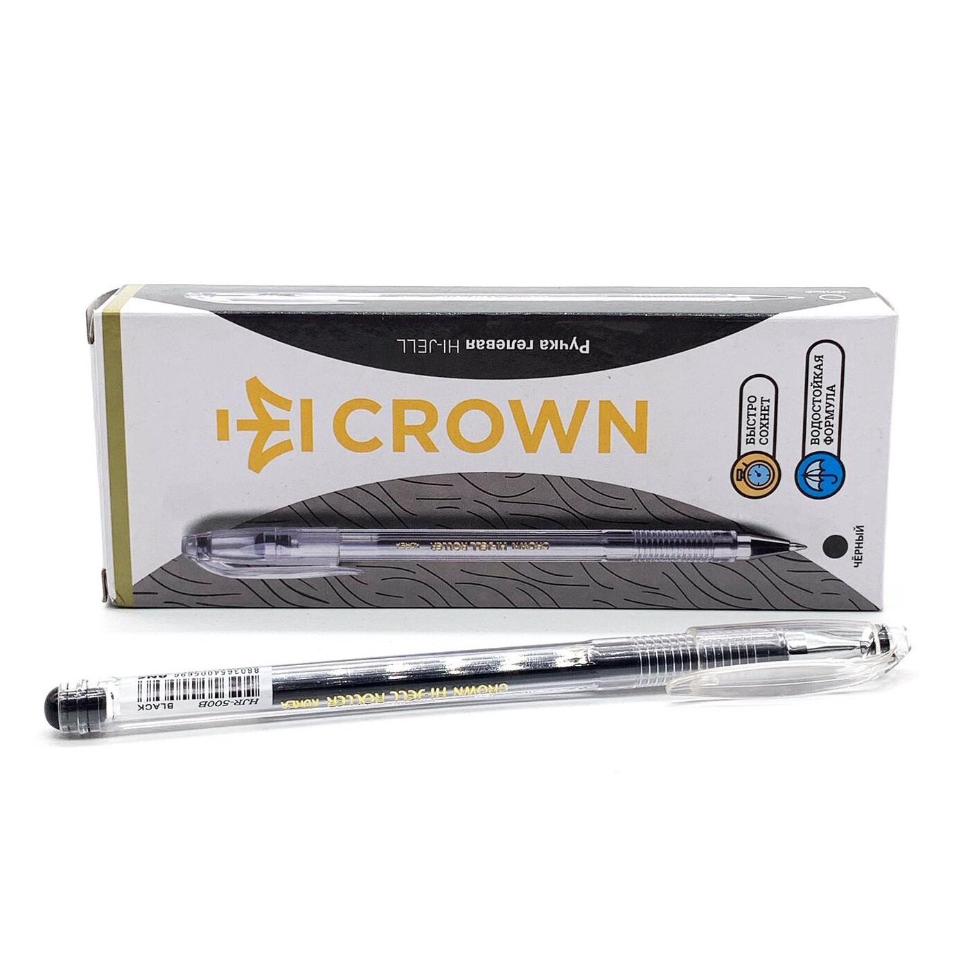 Набор из 12 ручек гелевых Crown, цвет чернил черный