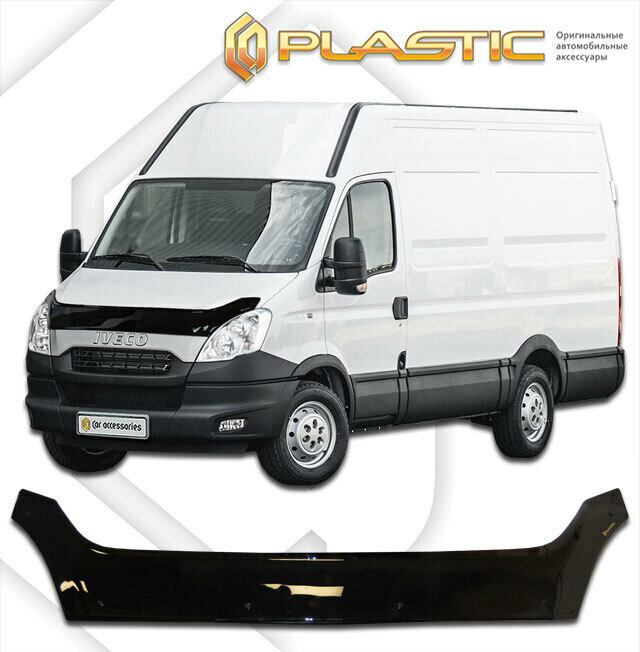 Дефлектор капота для Iveco Daily 2011-2014 Черный глянцевый СА Пластик