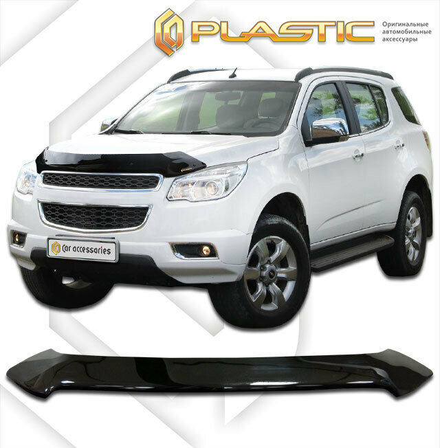 Дефлектор капота Chevrolet TrailBlazer 2012 2016 Черный глянцевый СА Пластик