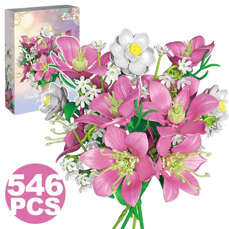 Строительные блоки «Букет Розовых Лилий И Жасминов» 546 деталей With Box