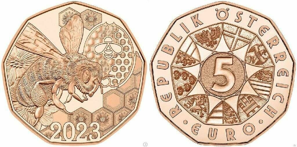 Австрия 5 евро, 2023 Пчела