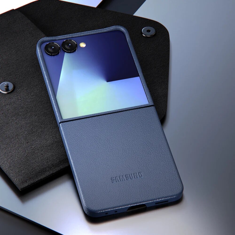 Кожаный чехол Samsung Galaxy Z Flip 7 Blue