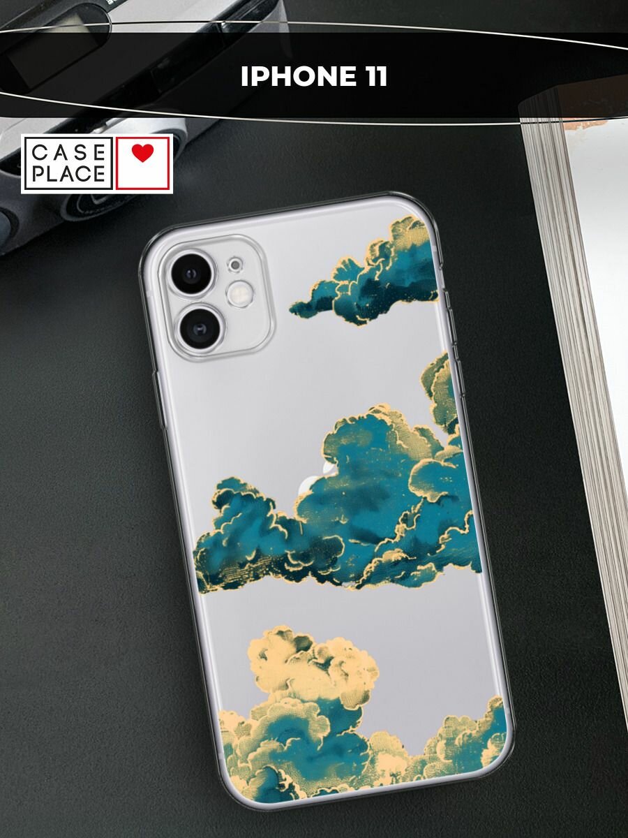 Чехол на Apple iPhone 11 / Айфон 11 с принтом Звездное небо и облака, прозрачный