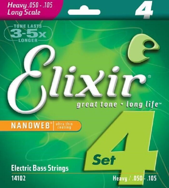Elixir 14102 Nanoweb Heavy Струны для 4-х струнной бас гитары
