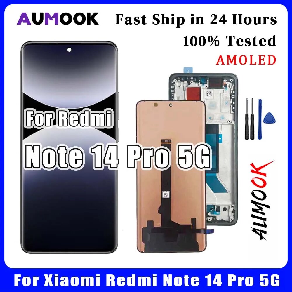 6.67-дюймовый AMOLED-дисплей для Xiaomi Redmi Note 14 Pro 5G, сенсорный экран в 5G AMOLED No Frame