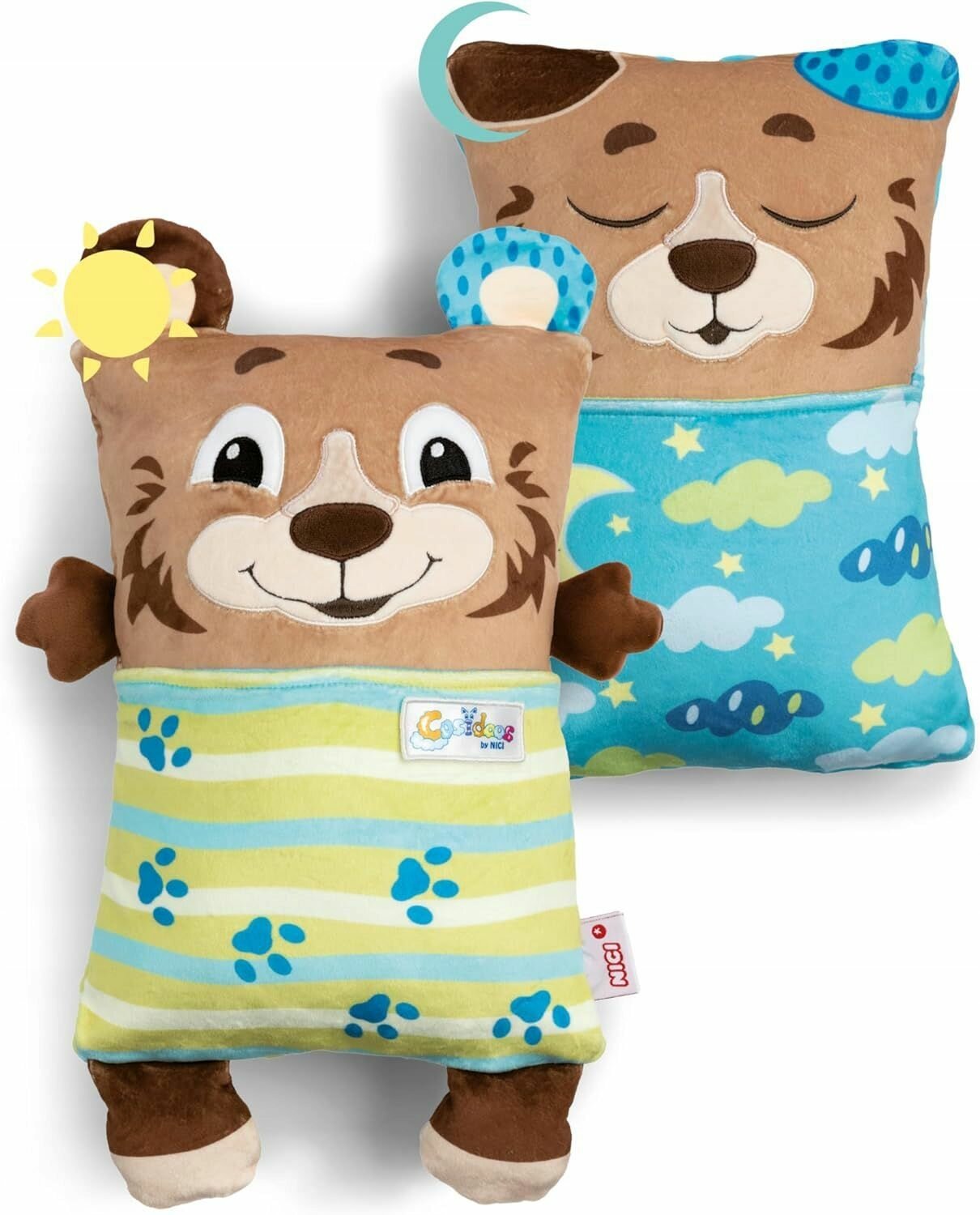 Мягкая игрушка NICI - Мягкая игрушка-мишка с двусторонней функцией, 30x20 см - 62293