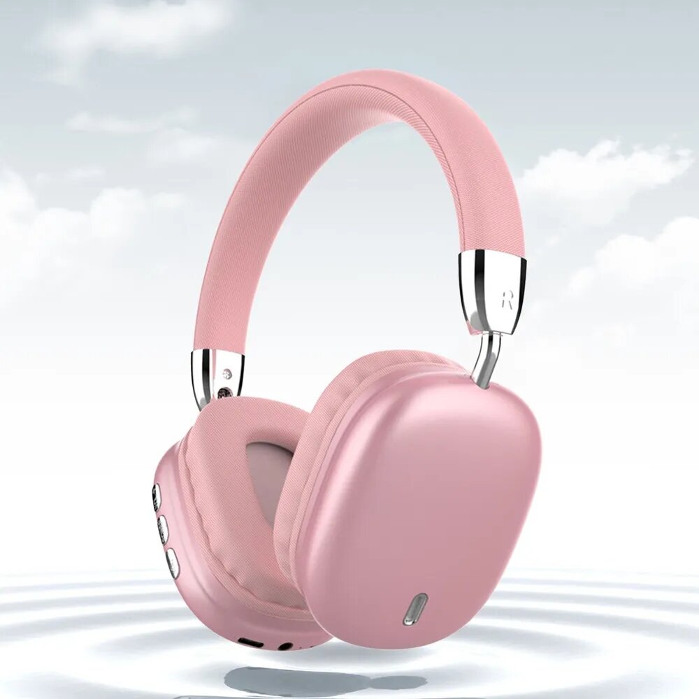 Viikei Наушники беспроводные с микрофоном, Bluetooth, USB Type-C, светло-розовый