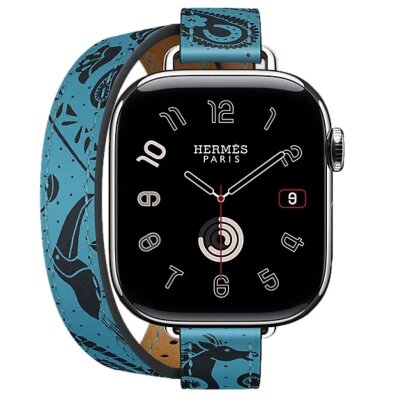 Apple Watch Hermes 11, 42mm, Silver, Animaux Bandana Double Tour, Bleu Du Nord