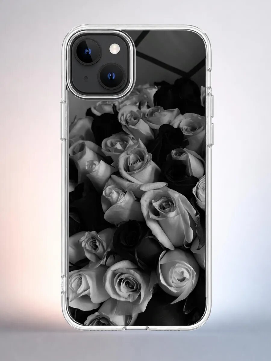 Чехол iPhone 15 розы микс силиконовый