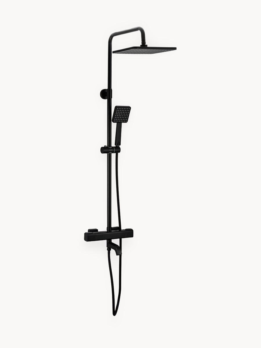 Душевая система с термостатом Gappo G2491-6 с тропическим душем латунь черный