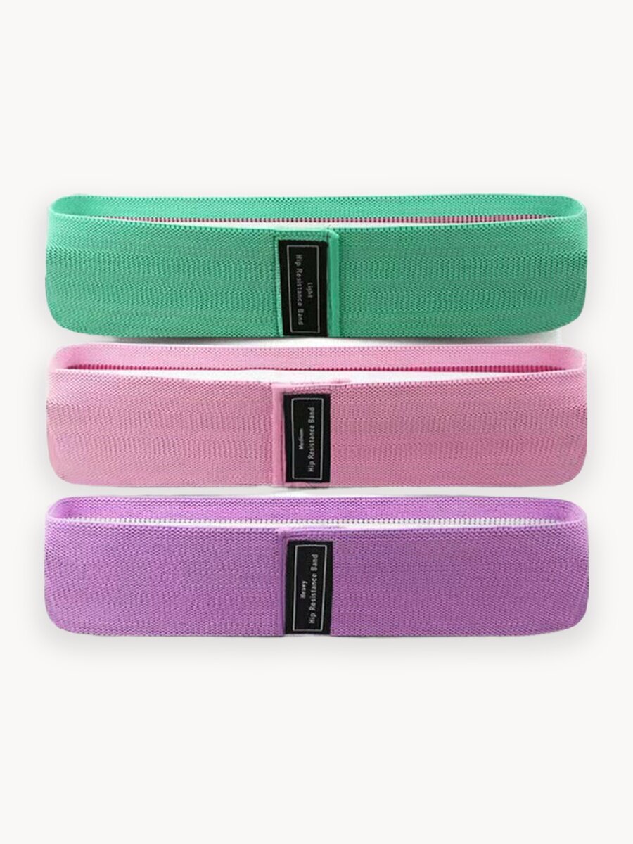 Резинки для фитнеса тканевые, набор из 3 фитнес лент в мешочке