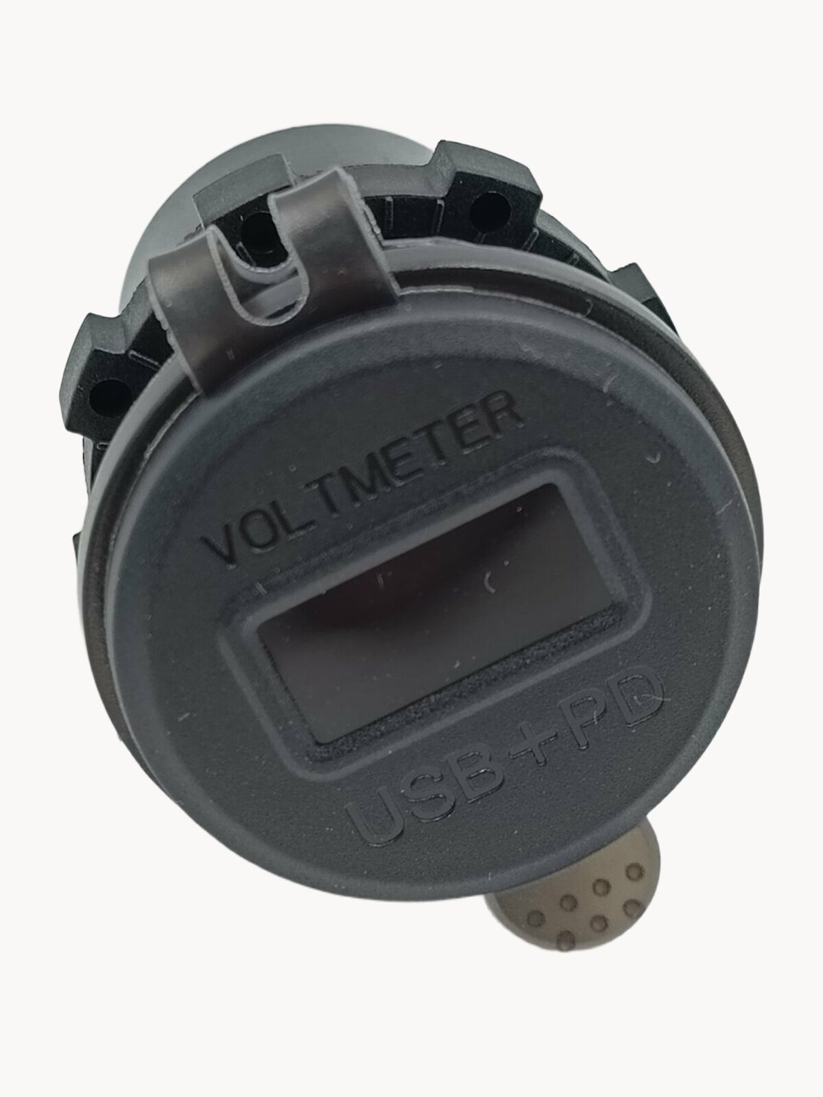 Розетка USB + Type-C быстрая зарядка + вольтметр с кнопкой включения для авто, круглая, цвет красный