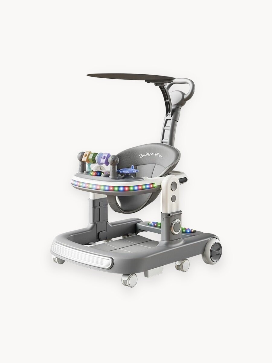 Детские ходунки, 4-в-1, с регулировкой высоты, с музыкой и светом