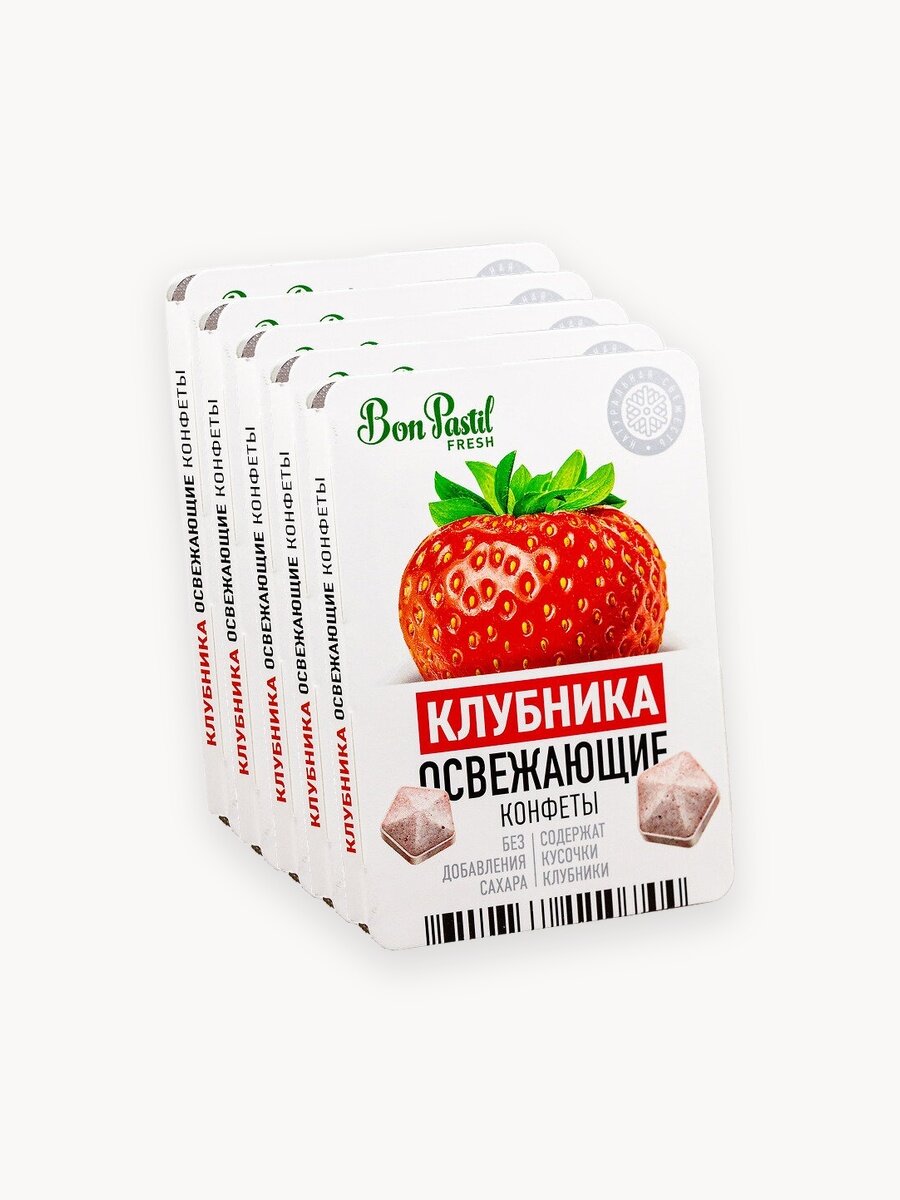 Конфеты Освежающие "Bon Pastil FRESH" без сахара Клубника, 5 штук по 12 г