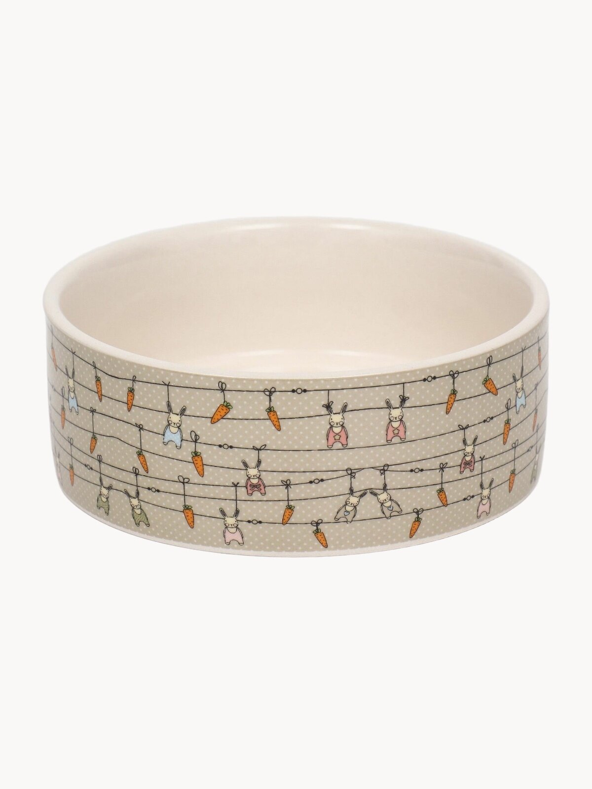 Миска керамическая "Кроличьи игрушки" 300мл, 11,5 х 5 см, бело-серая